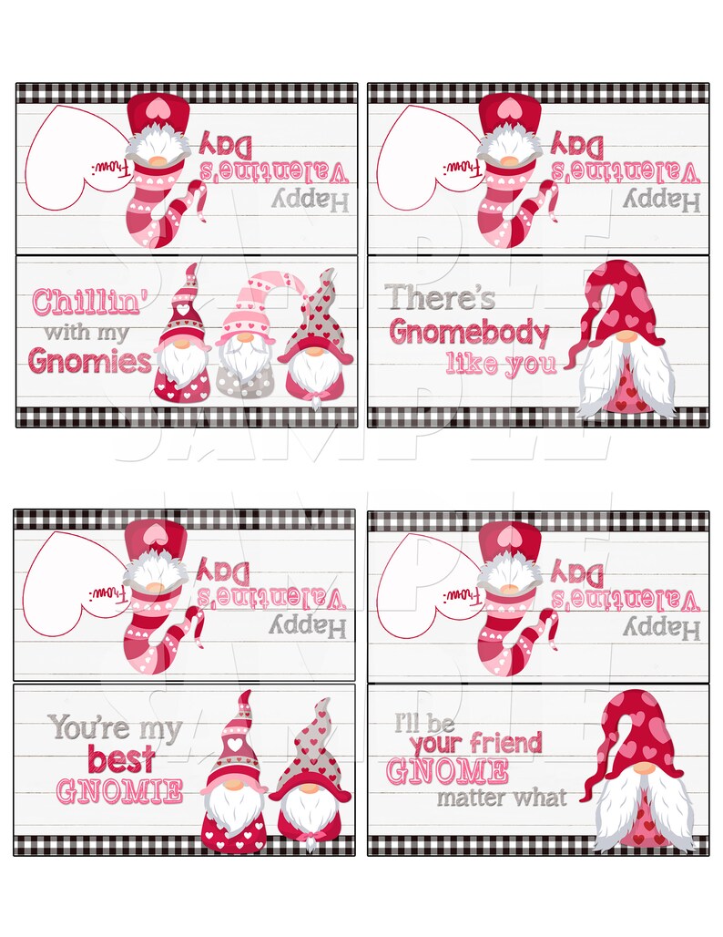 GNOME TREAT Bag TOPPERS Valentine Bag Toppers Classroom - Etsy