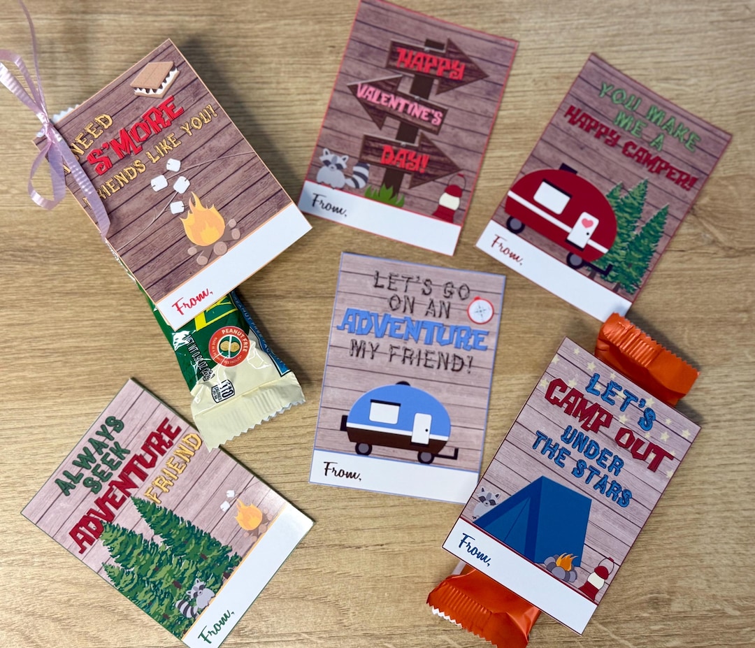CAMPING VALENTINE CARDS, Camping Valentines, Happy Camper Valentine's ...