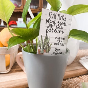 Plant Teacher Tags, Teacher Appreciation Gift Tags, Flower Sign ...