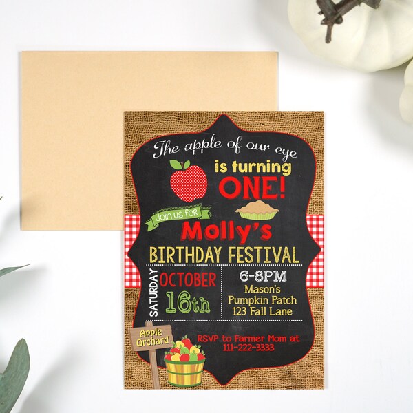 Apple Birthday Invitations - Etsy