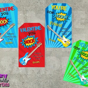 POP ROCK VALENTINES, Guitar Valentine Tags, Rockstar Valentine Tags ...