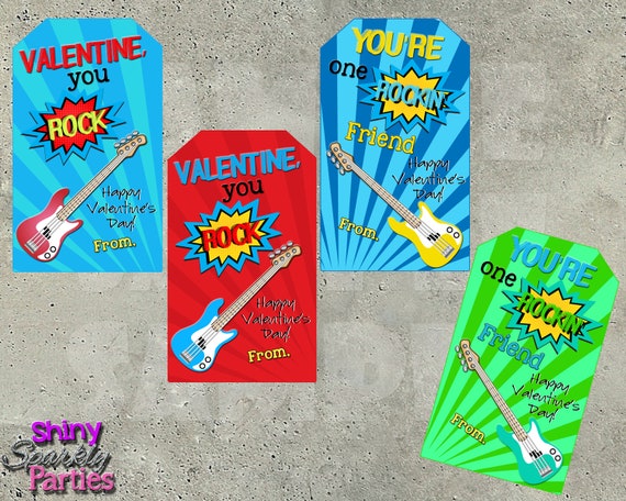 POP ROCK VALENTINES Guitar Valentine Tags Rockstar Valentine - Etsy