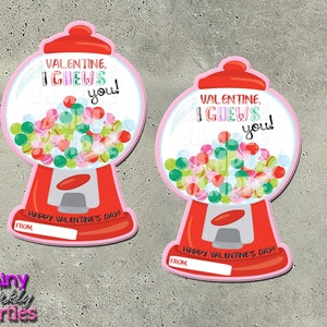 Gumball Machine Tags, Bubble Gum Valentines, Boy Girl Kids Classroom ...