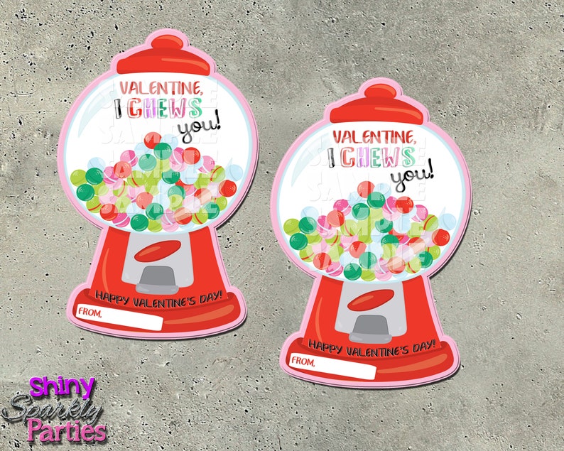 Gumball Machine Tags Bubble Gum Valentines Boy Girl Kids - Etsy