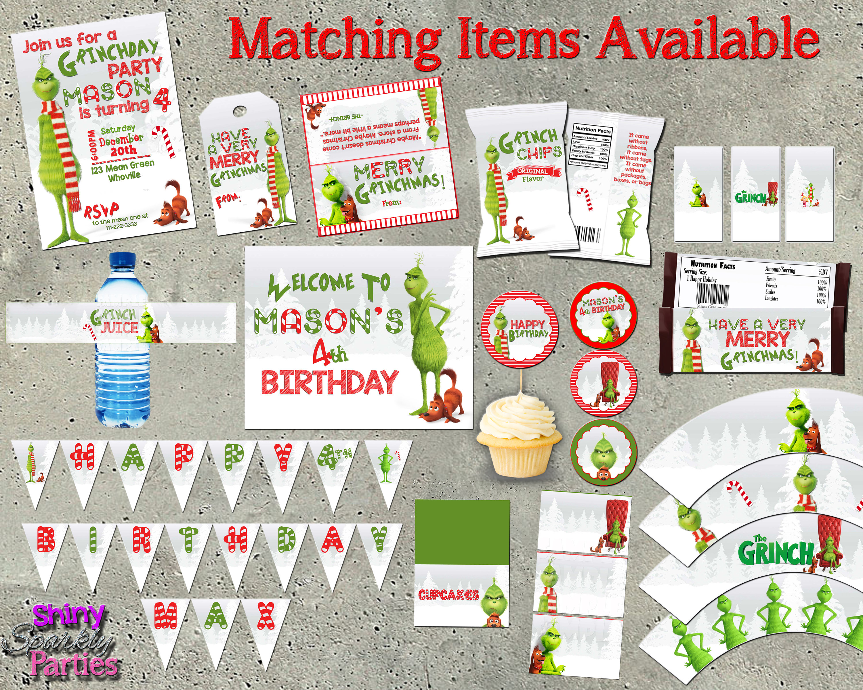 GRINCH WATER LABELS Grinch Party Christmas Party Water - Etsy