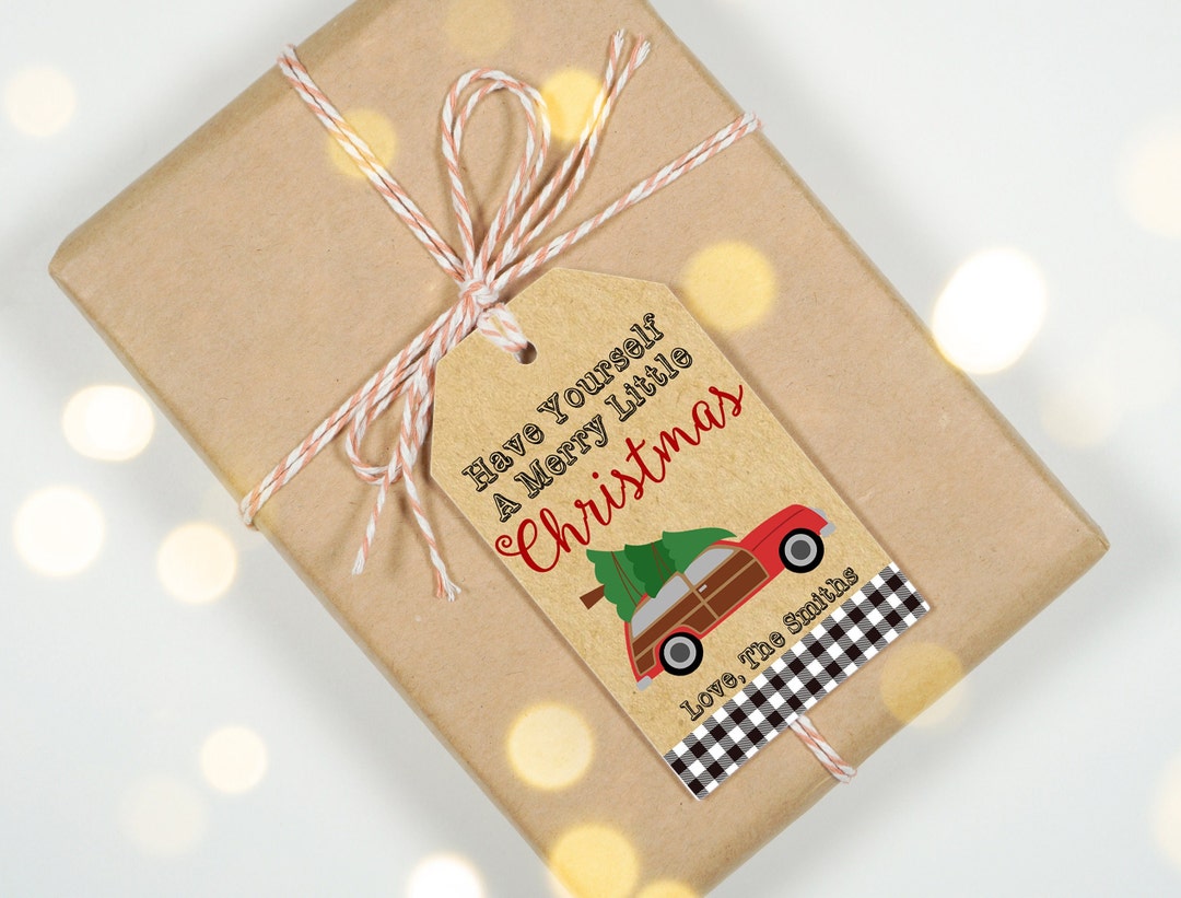 CHRISTMAS GIFT TAGS, Buffalo Check Tags, Red Truck, Christmas Station ...