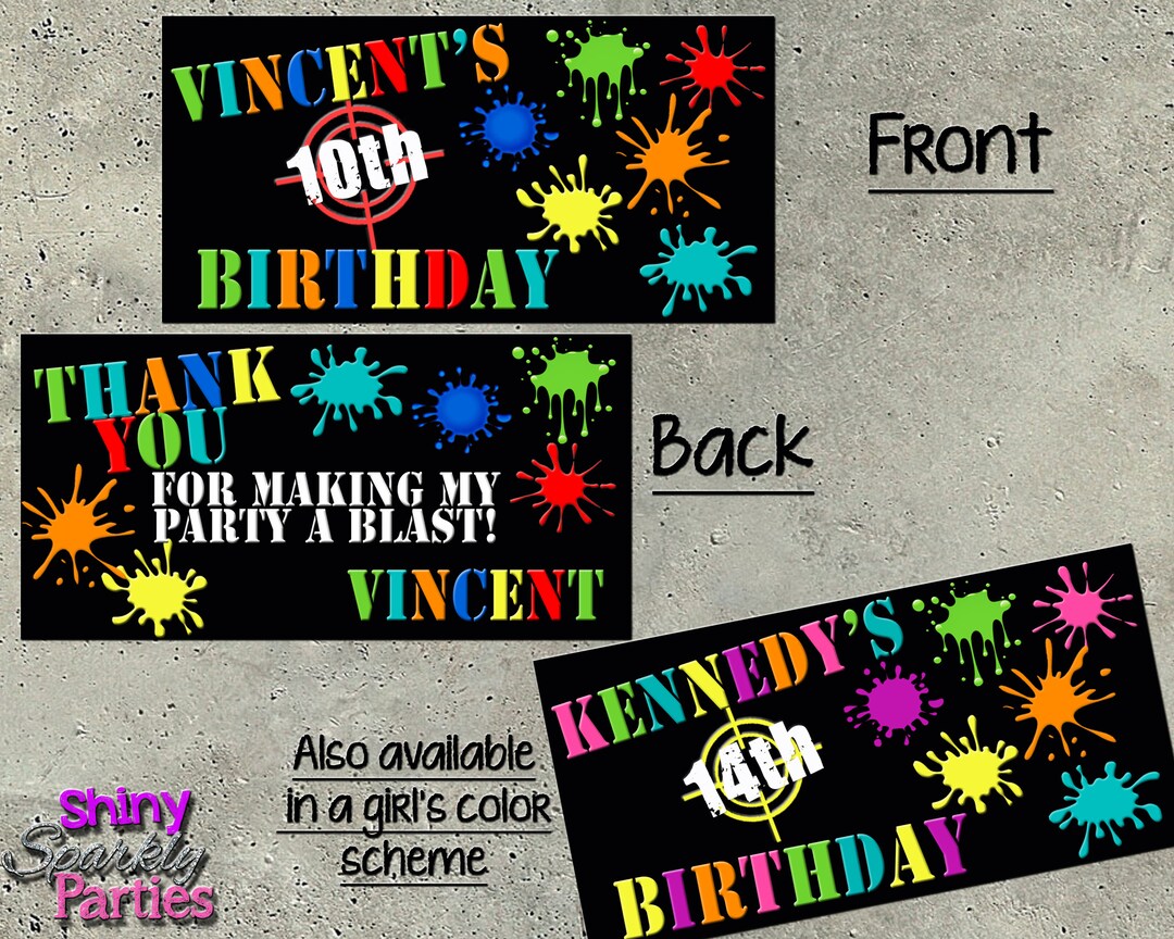 PAINTBALL TREAT Bag TOPPERS, Paint Ball Bag Toppers, Paint Party Favor ...