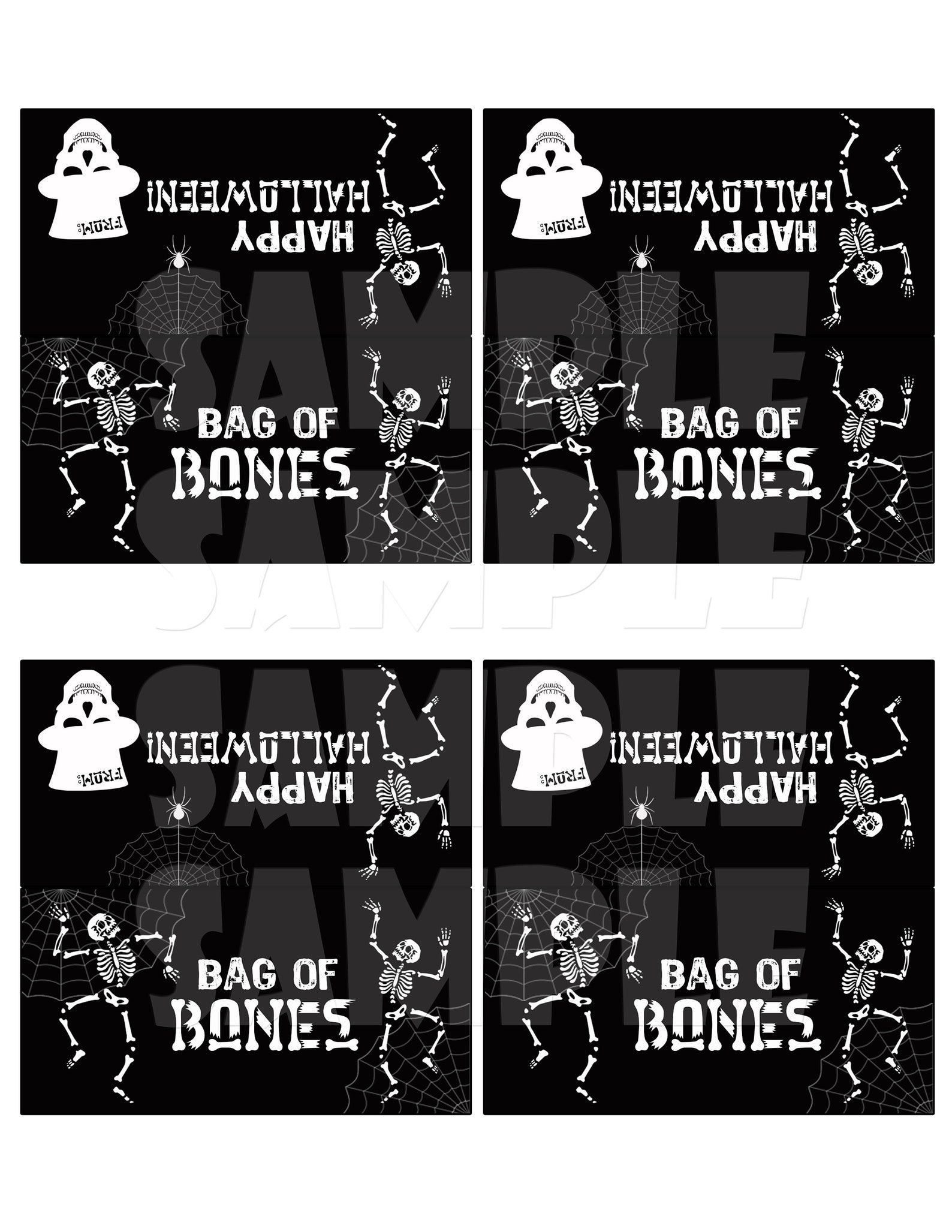 Bag of Bones TREAT Bag TOPPERS, Halloween Bag Toppers, Skeleton, Gift ...