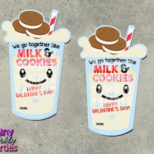 We Go Together Like Milk and Cookies Valentine, Milk & Cookies, School ...