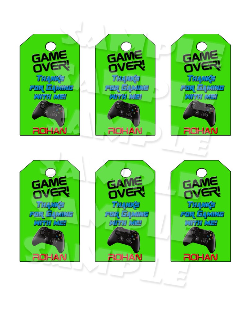 Printable gaming FAVOR Tags Video Game Party | Etsy