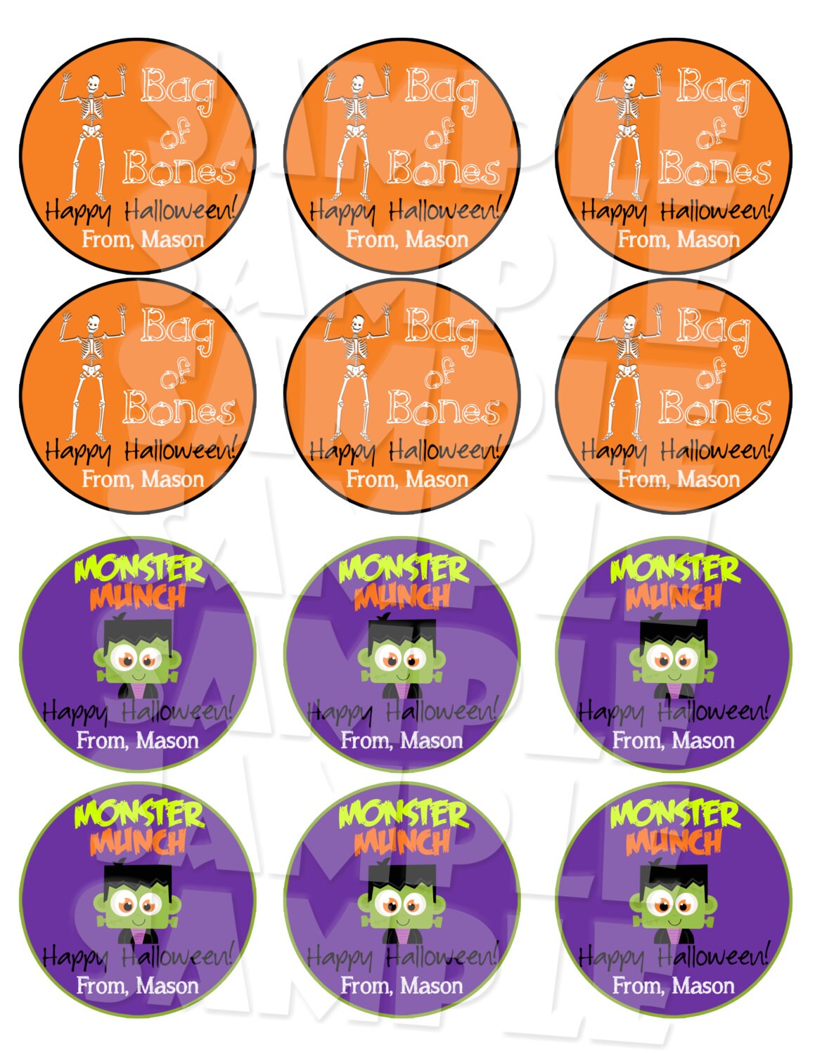 PRINTABLE HALLOWEEN TAGS - Halloween Bag Tags - Bag of Bones - Monster ...