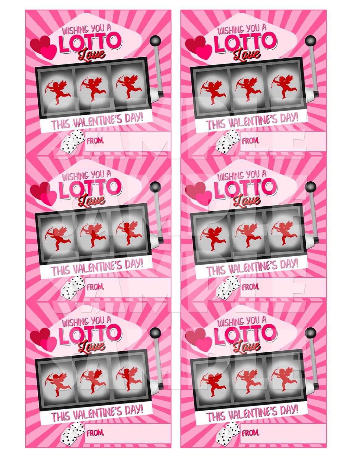 Valentine Lotto Cards, Lotto Ticket Gift Tag, Vday Gift Tags, Wishing ...