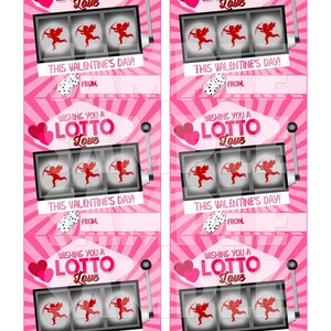 Valentine Lotto Cards, Lotto Ticket Gift Tag, Vday Gift Tags, Wishing ...