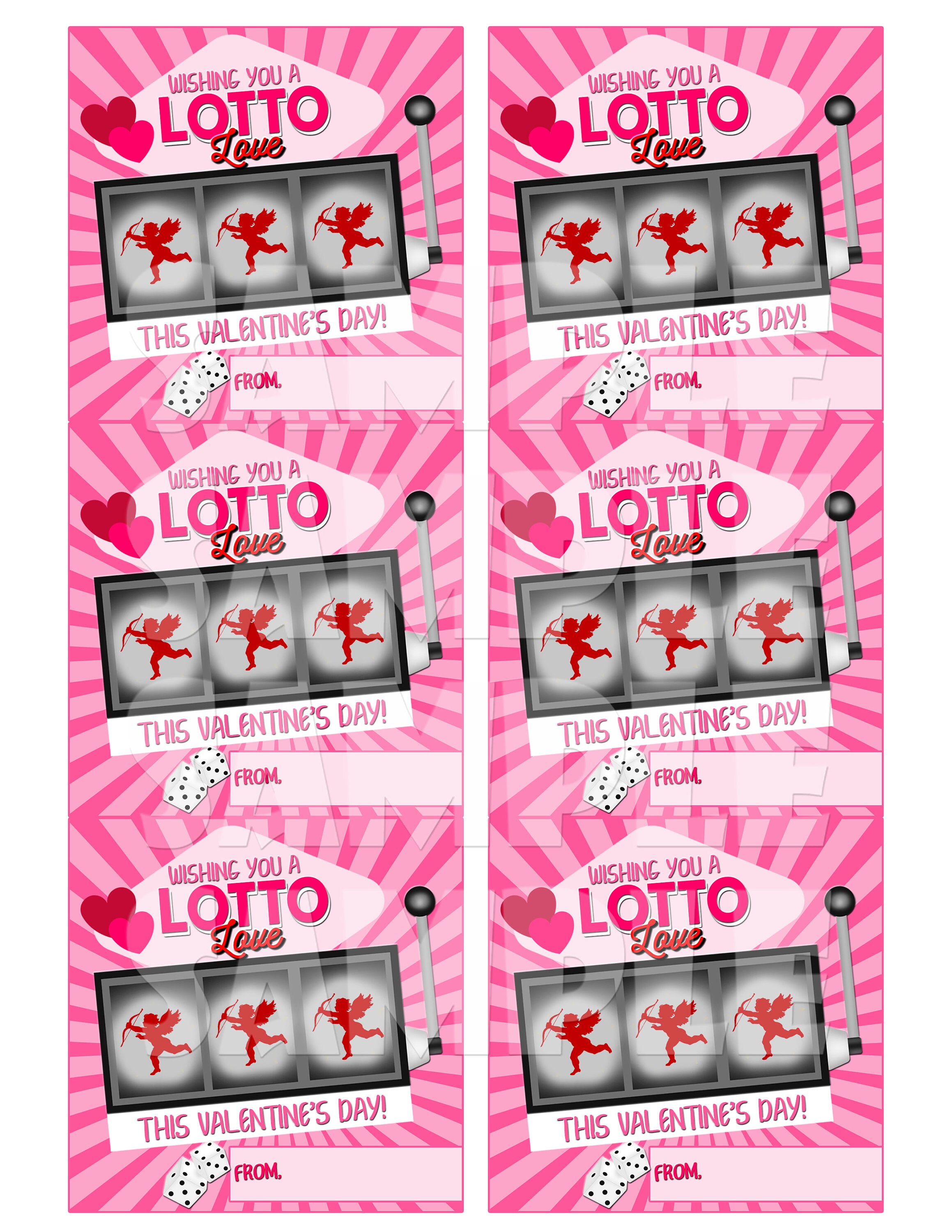 Valentine Lotto Cards, Lotto Ticket Gift Tag, Vday Gift Tags, Wishing ...