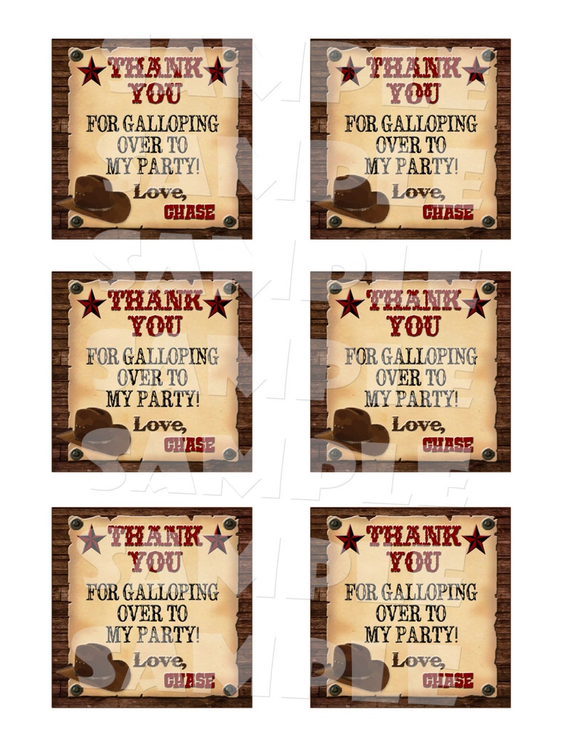 Western Favor Tags COWBOY THEME PARTY cowboy party favors | Etsy