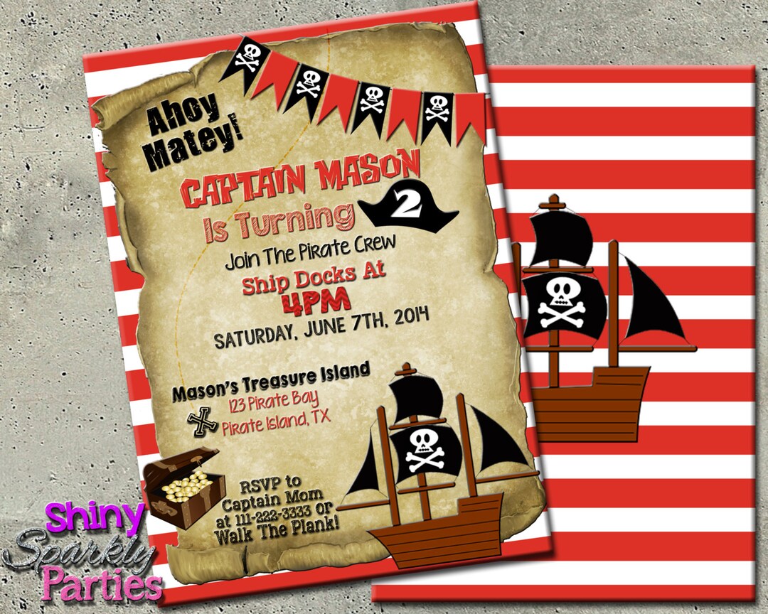 PIRATE PARTY INVITATION, Pirate Birthday Invitation, Pirate Birthday ...