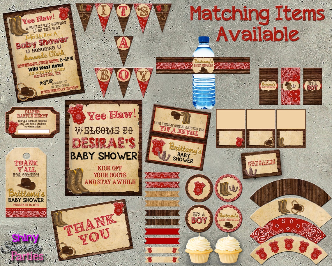 WESTERN WATER Bottle LABELS, Cowboy Water Bottle Labels, Western Baby ...