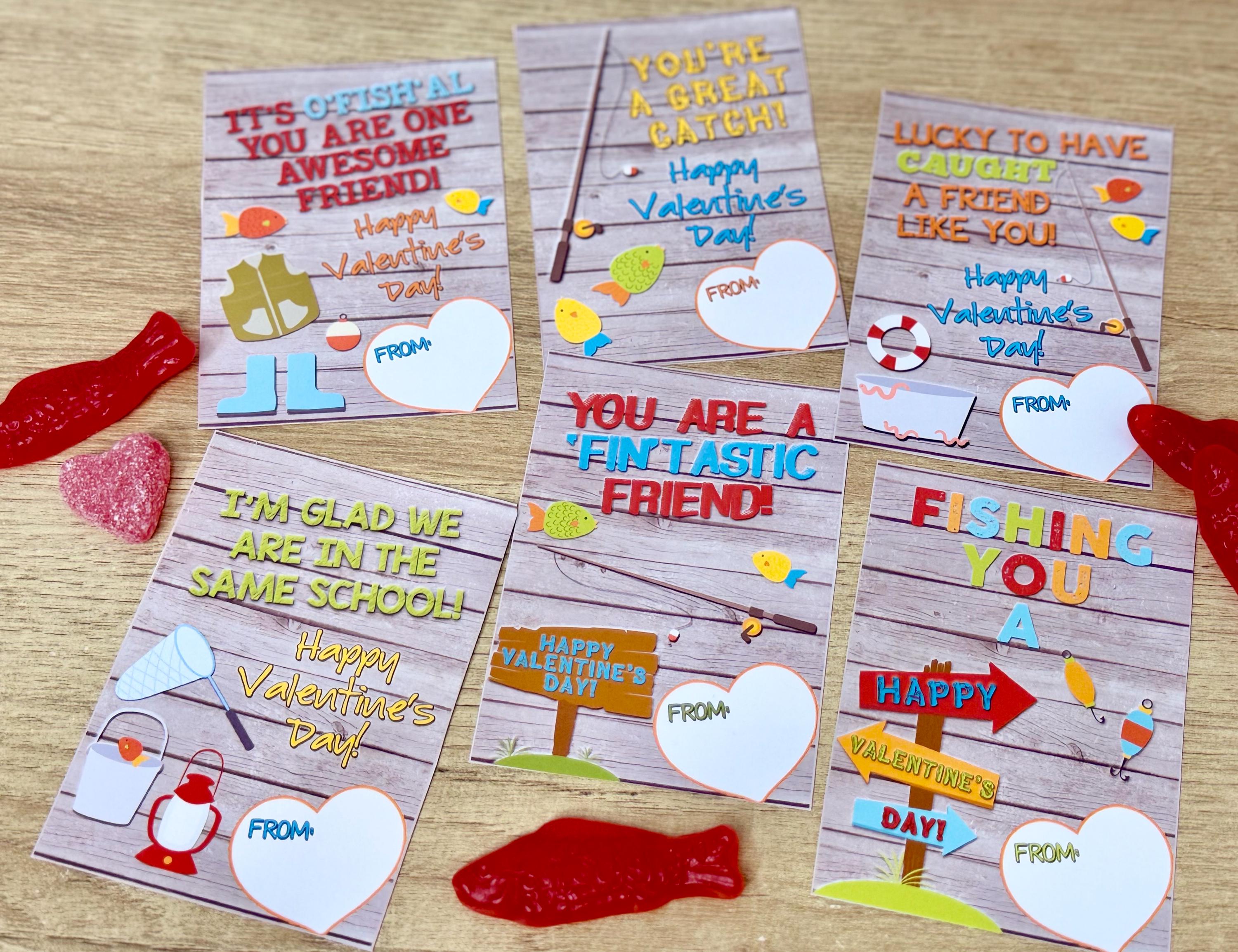 FISHING VALENTINES - Fishing Themed VALENTINE Cards - Fisherman - Boy's ...
