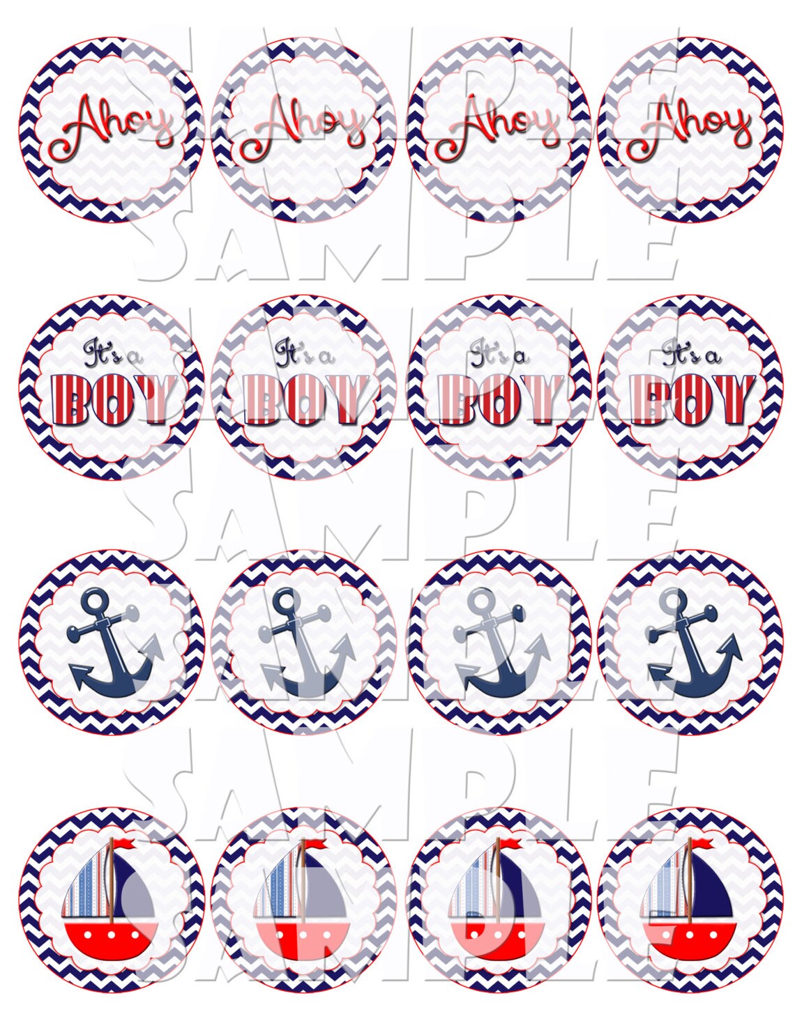 Printable NAUTICAL CUPCAKE TOPPERS - Sailboat Cupcake Toppers ...