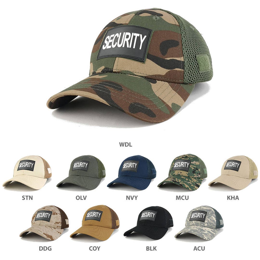 SECURITY Text 3D Rubber Tactical Patch Low Crown Adjustable Mesh Cap ...
