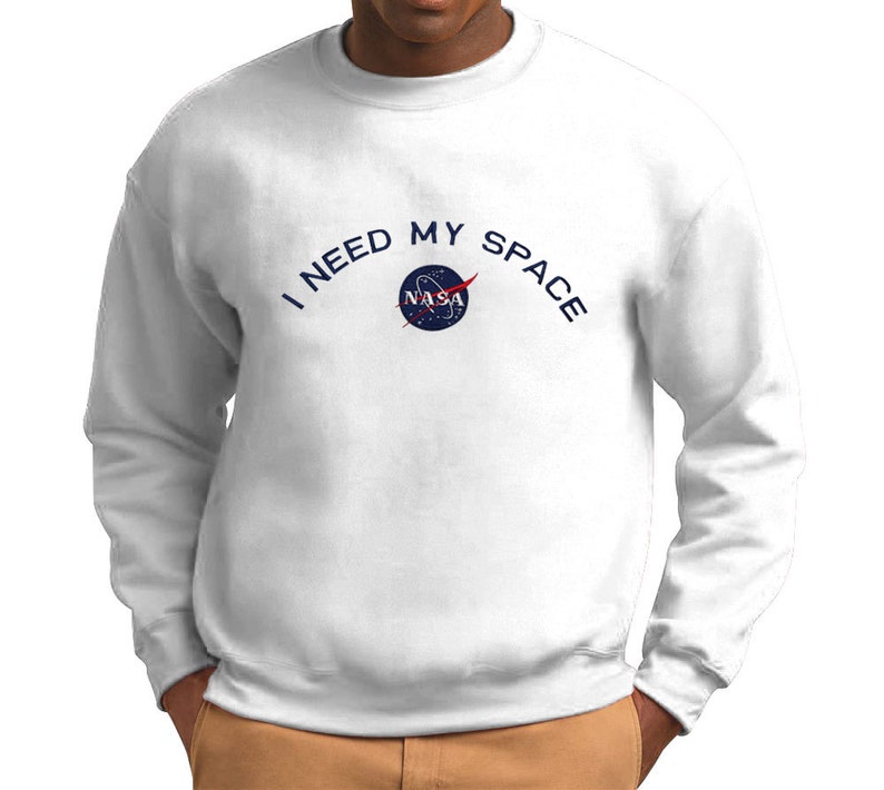 Men's NASA I Need My Space Insignia Embroidered Crewneck Sweatshirt ...