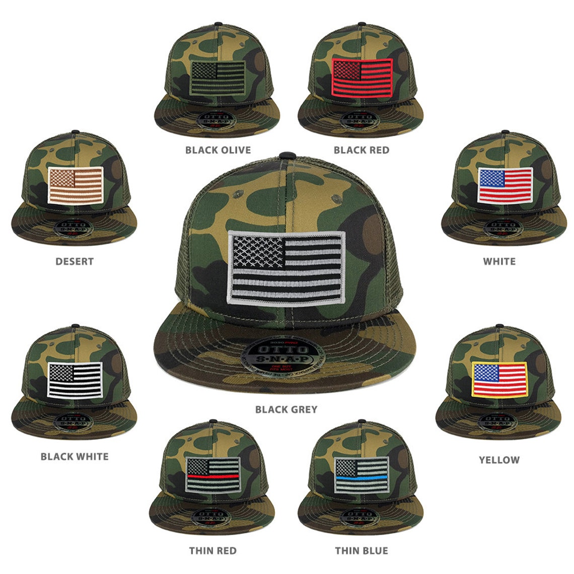 USA American Flag Embroidered Patch Snapback Camo Mesh Cap - Etsy