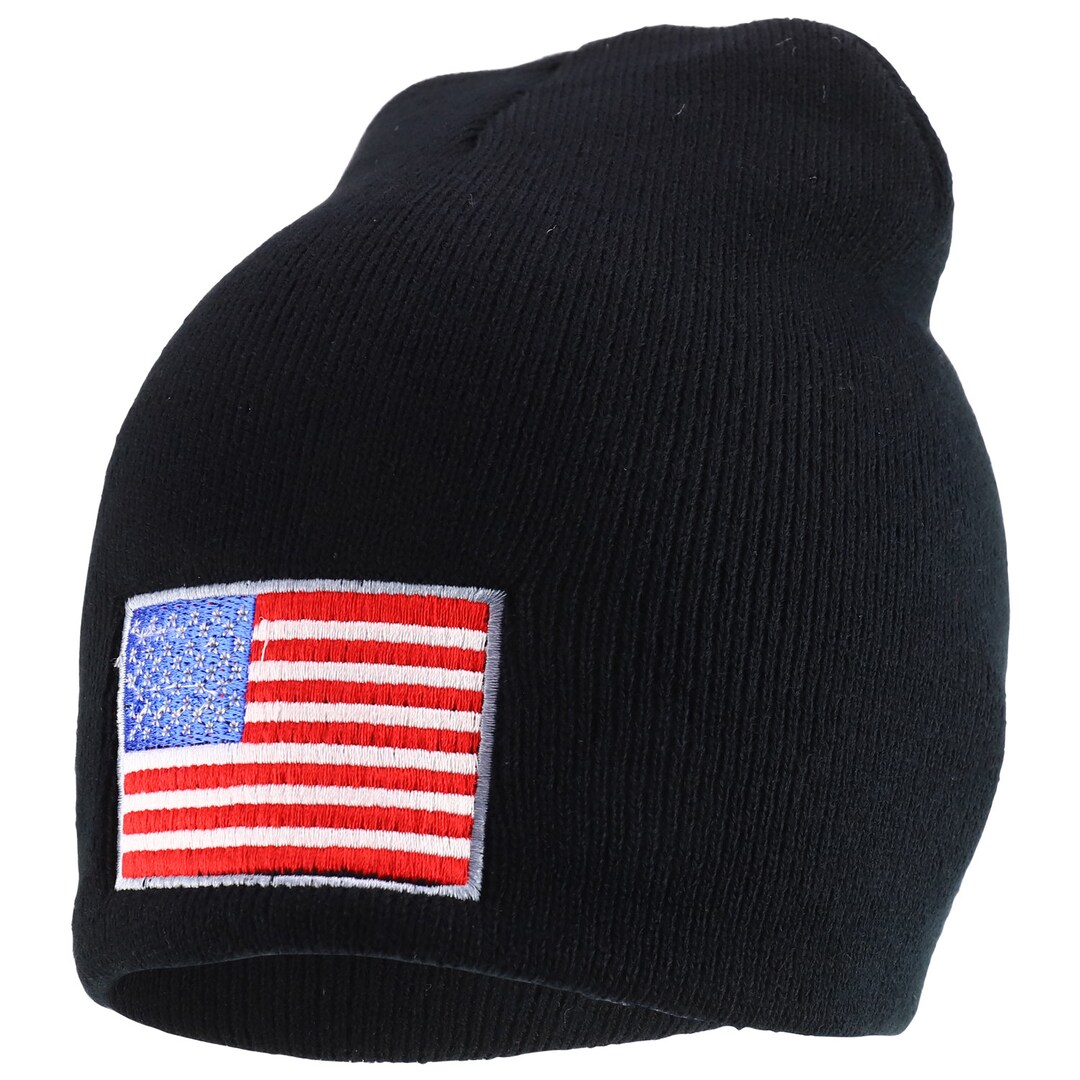 USA American Flag Embroidered Acrylic Short Beanie Hat (R95-USA) - Etsy