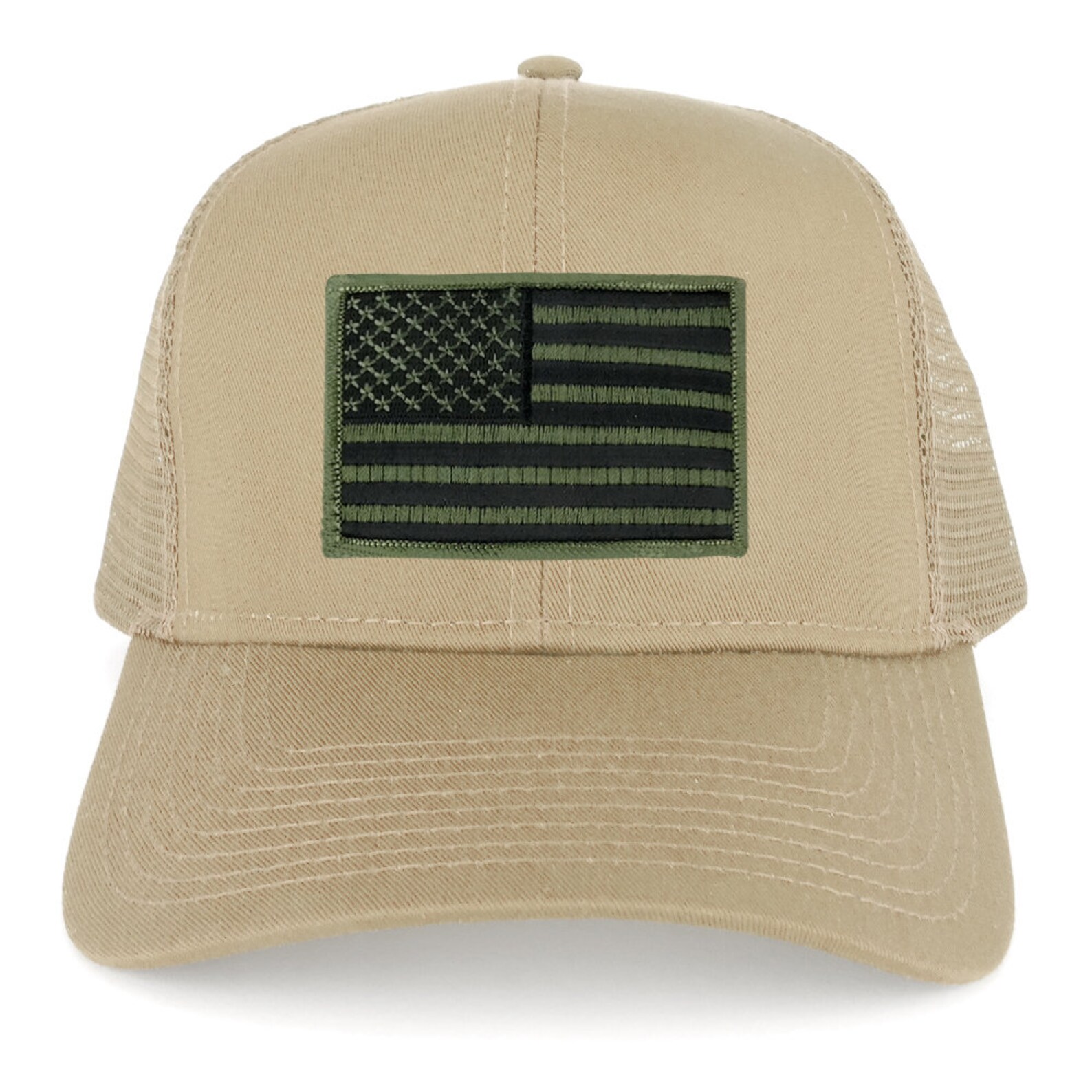 Xxl Oversize Black Olive Usa Flag Patch Mesh Back Trucker Baseball Cap ...