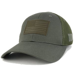 US American Flag Olive 3-D Rubber Tactical Patch Low Crown Adjustable ...