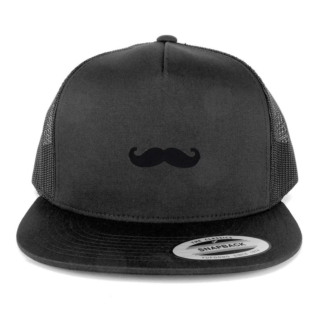 Black Mustache Patch 5 Panel Flatbill Mesh Snapback Cap - Etsy