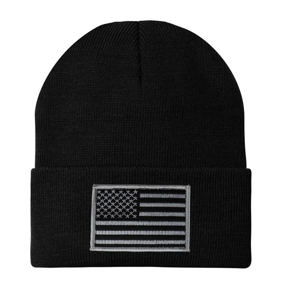 Made in USA - Black Grey American Flag Embroidered Patch Long Cuff ...