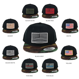 FLEXFIT Classic American Flag Patch Snapback Cap With Camo Visor 6089TC ...