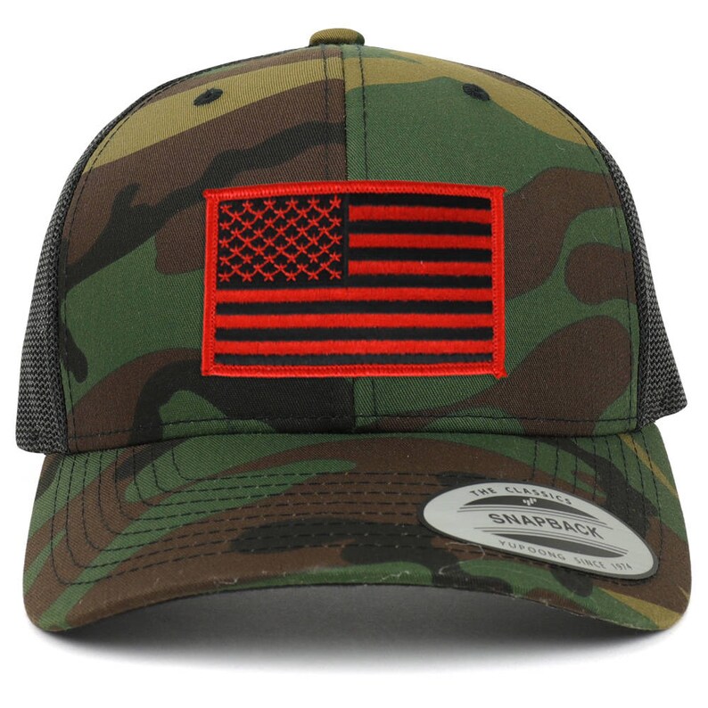 American Flag Patch Snapback Trucker Mesh Cap Camo | Etsy
