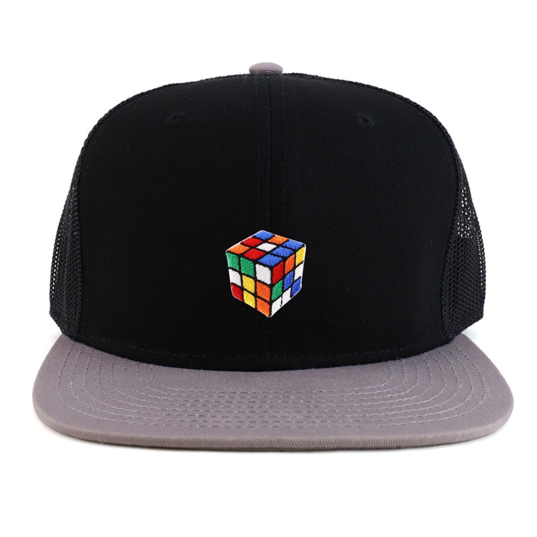 Color Cube Embroidered Patch Structured Flatbill Mesh Snapback Cap ...