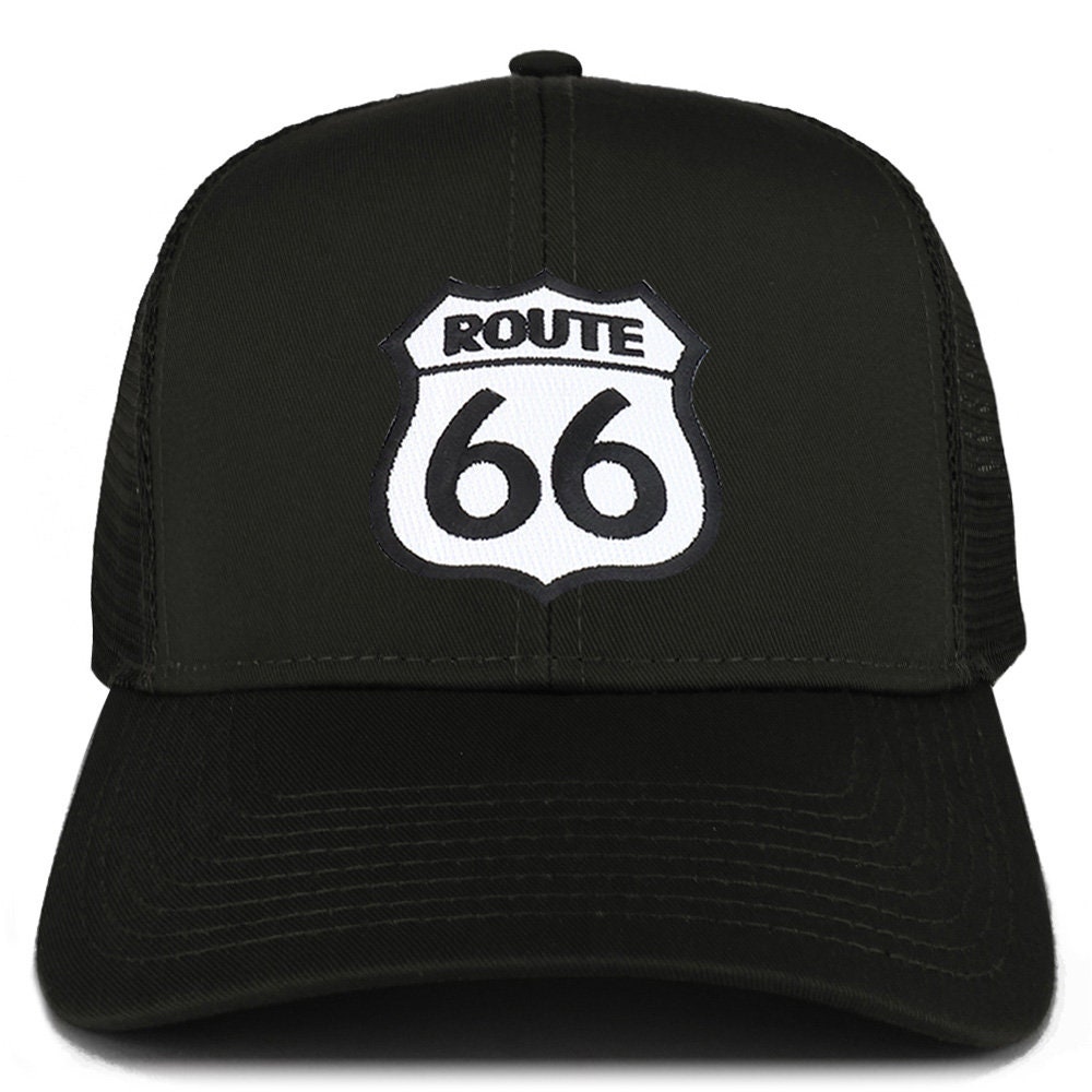 Route 66 White Black Patch Structured Trucker Mesh Cap | Etsy