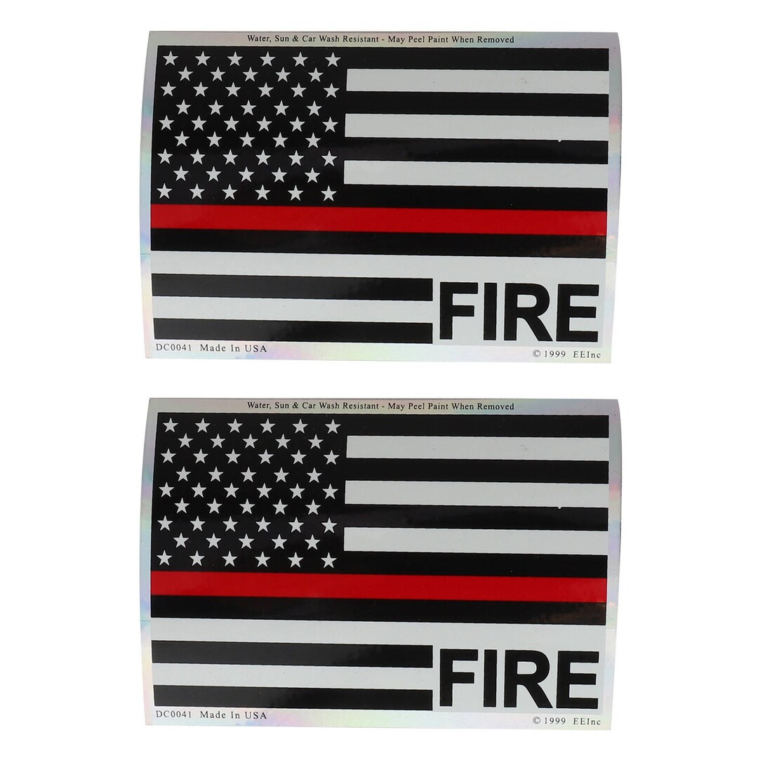 Made in USA Thin Red Line Fire USA Flag Patriotic Stickers 2 Pack EE ...