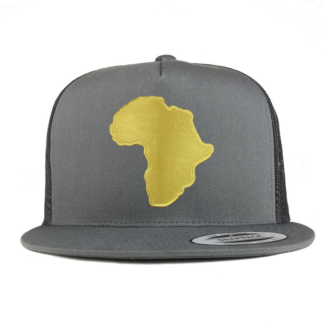 Oversize XXL Solid Golden Africa Map Patch 5 Panel Flatbill Snapback ...