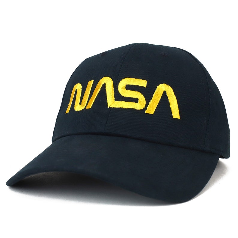 NASA Worm Gold Text Embroidered Deluxe Brushed Cotton Baseball Cap - Etsy