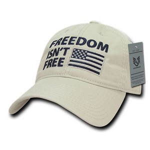 Freedom Isn't Free Embroidered Soft Crown Washed Cotton Baseball Cap ...