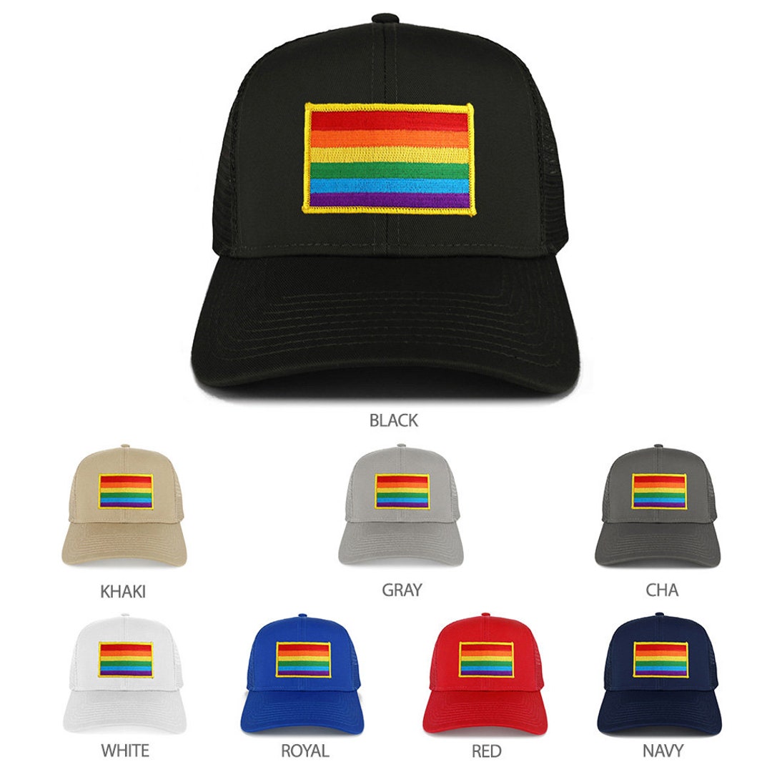 LGBT Rainbow Flag Patch Structured High Profile Trucker Cap (30-287-FPA ...