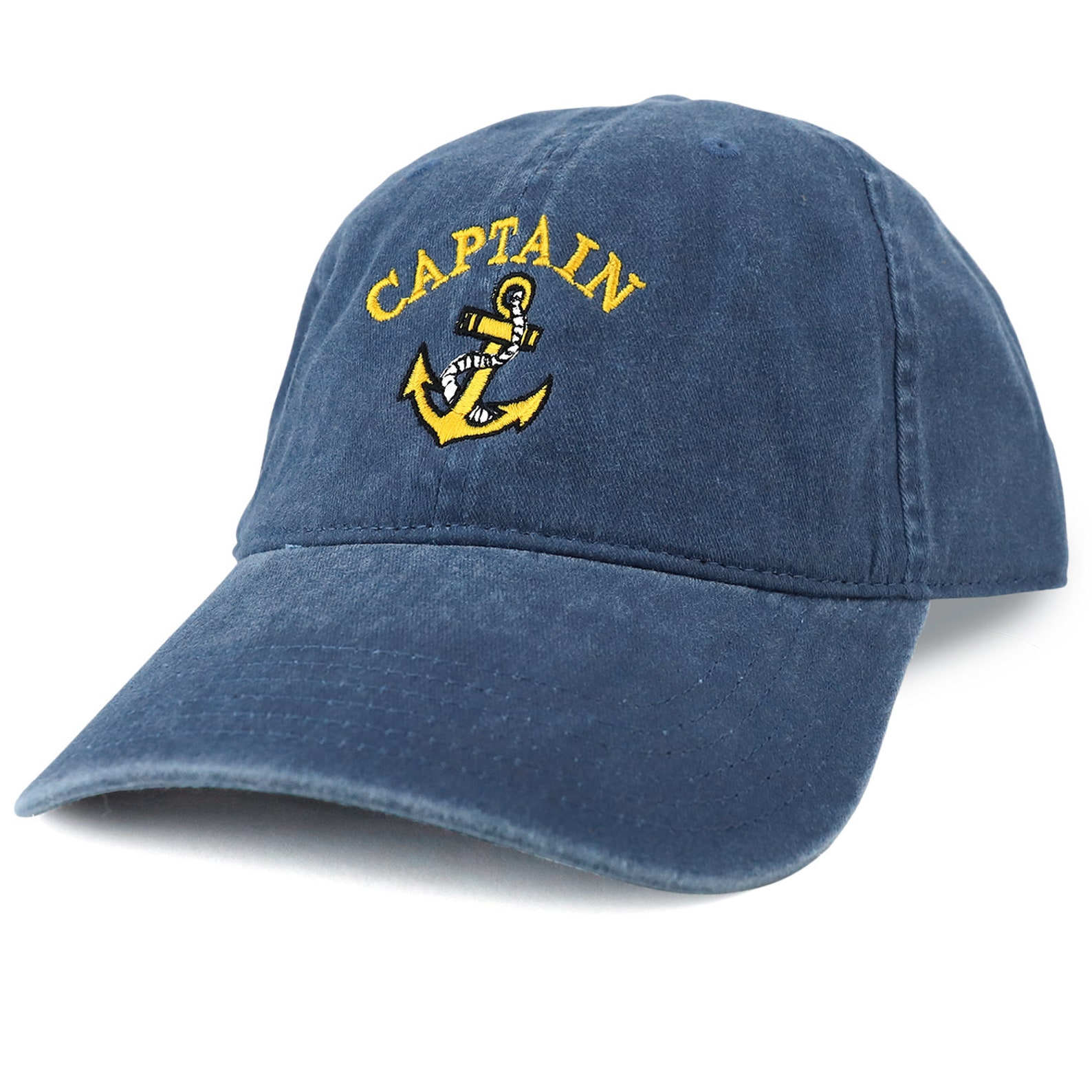 CAPTAIN ANCHOR Logo Embroidered Pigment Dyed 100% Cotton Cap - 3 Colors ...