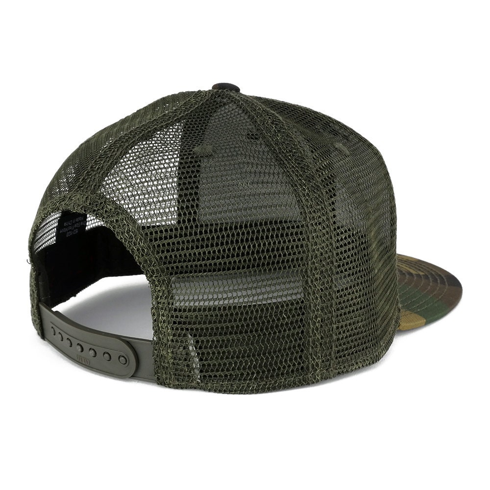 USA American Flag Embroidered Patch Snapback Camo Mesh Cap - Camo Olive ...