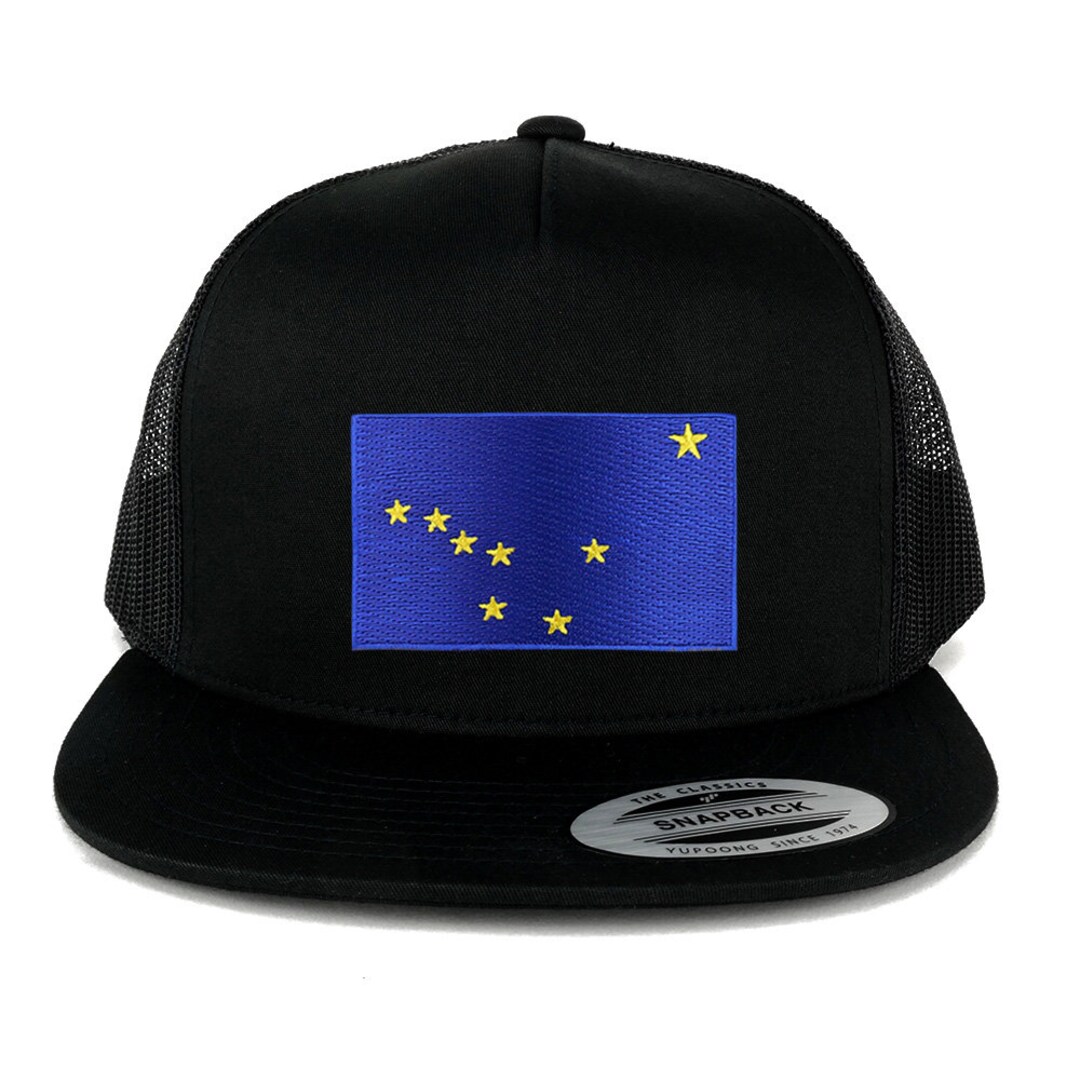 New Alaska State Flag Patch 5 Panel Flatbill Snapback Mesh Cap - Etsy