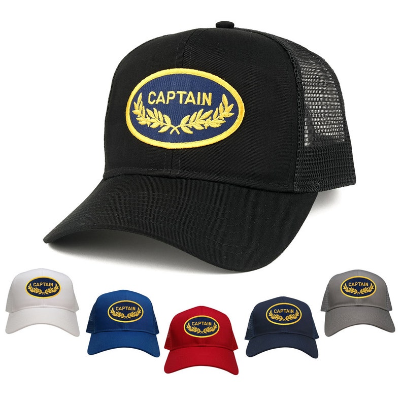 Captain Oval Shape Oak Leaf Military Embroidered Patch Adjustable Mesh ...