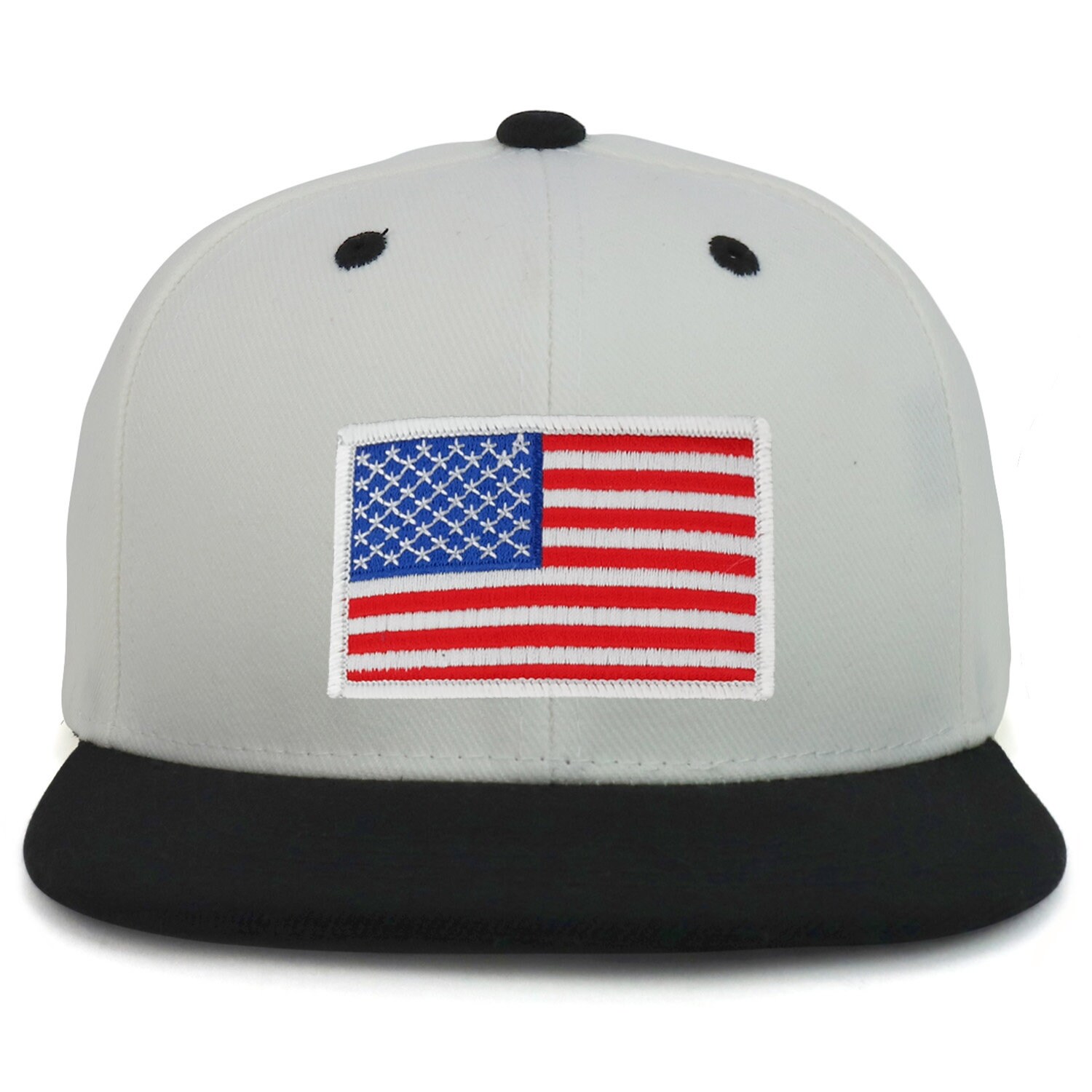 Youth Kid's White American Flag Patch Flat Bill Snapback 2-tone ...