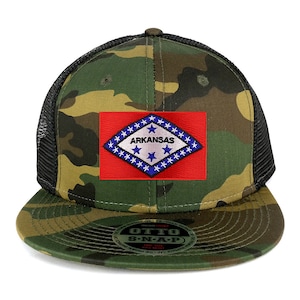 New Arkansas State Flag Patch Camouflage Flatbill Mesh Snapback Cap - Etsy