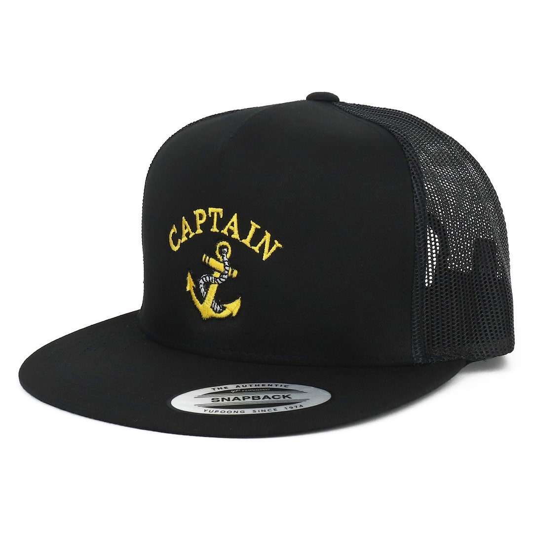 Oversize XXL Captain Anchor Logo Embroidered 5 Panel Flatbill Snapback ...