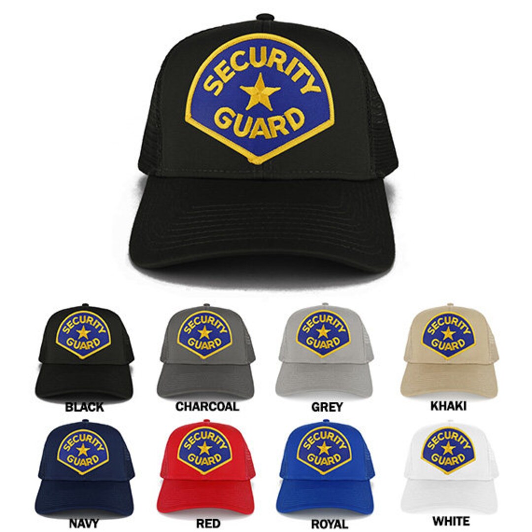 Security Guard Blue Gold Embroidered Iron on Patch Adjustable Trucker ...