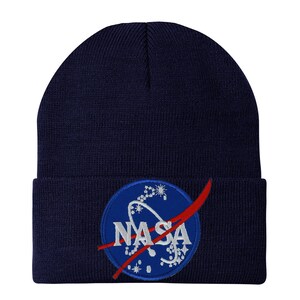 Made in USA - NASA Insignia Logo Embroidered Patch Long Cuff Beanie ...