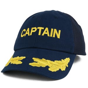 Captain and Oak Leaf Embroidered Soft Cotton Adjustable Mesh Cap ...